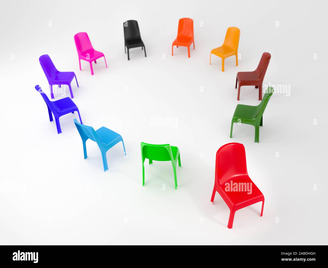 Chairs arranged in a circular shape,3DCG,3D rendering Stock Photo - Alamy