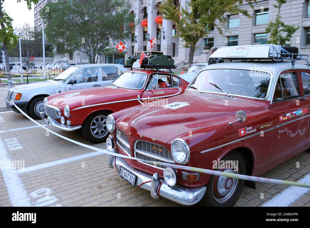 A close observation of cars taking rally race that park for ...