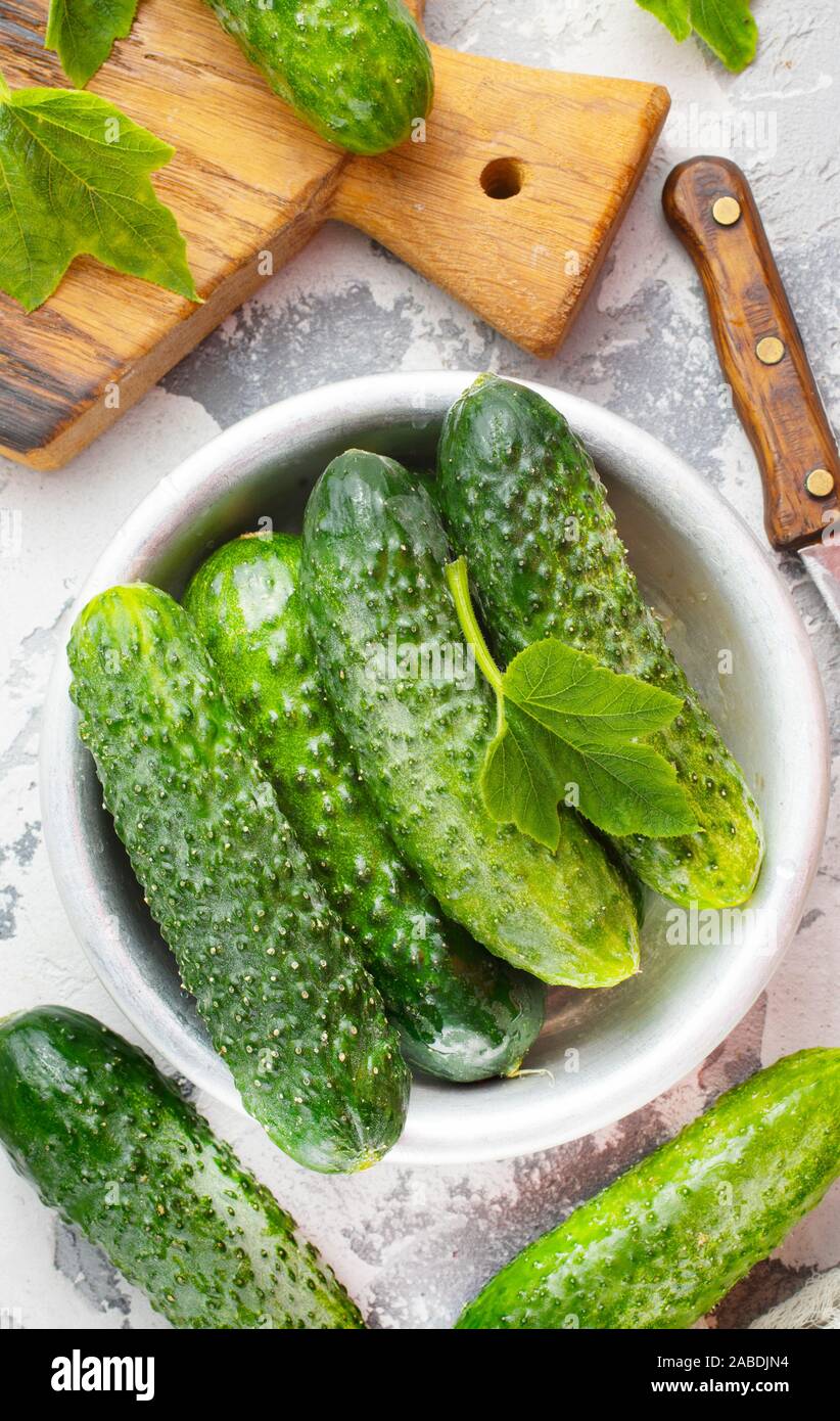 fresh cucumbers on a table, fresh vegetables Stock Photo - Alamy
