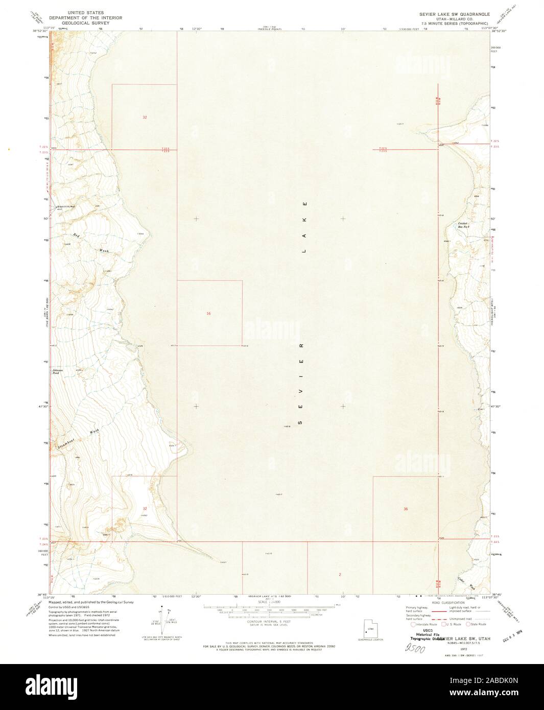 UT Sevier Lake SW 251814 1972 24000 Restoration Stock Photo - Alamy
