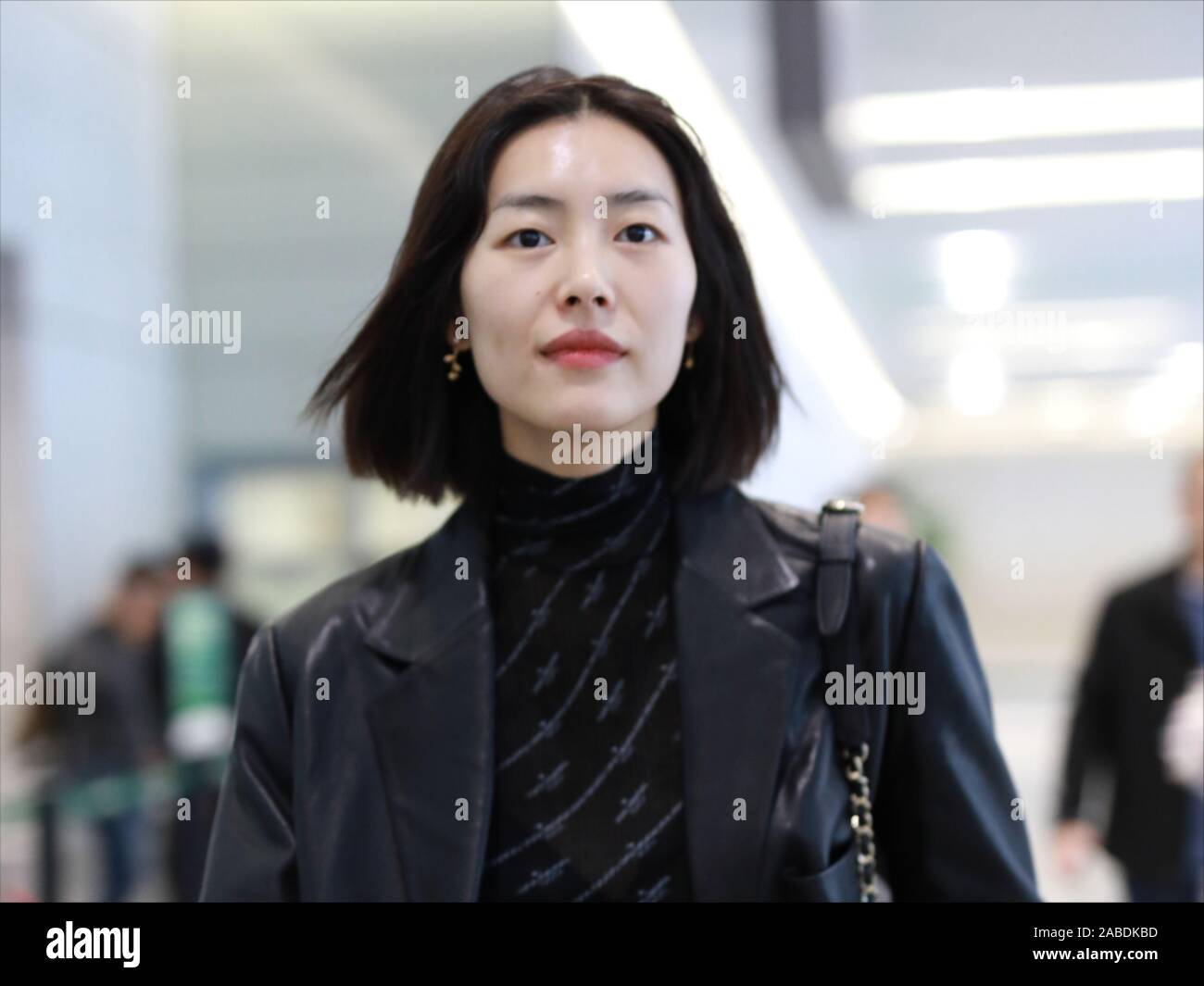 Chinese supermodel Liu Wen arrives at Shanghai Hongqiao Airport before ...