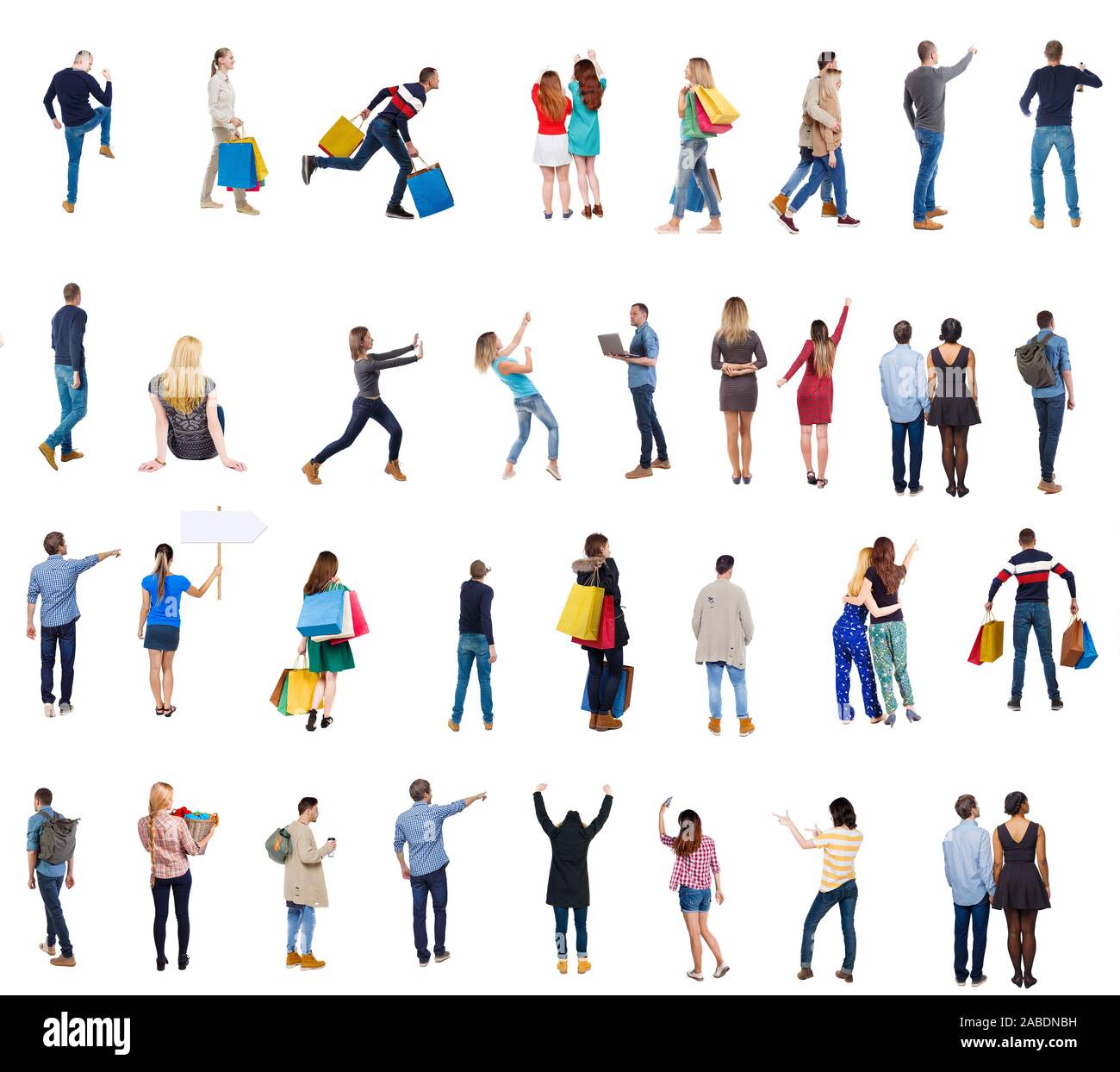 Collection " Back view people ". Rear view people set. backside view of ...