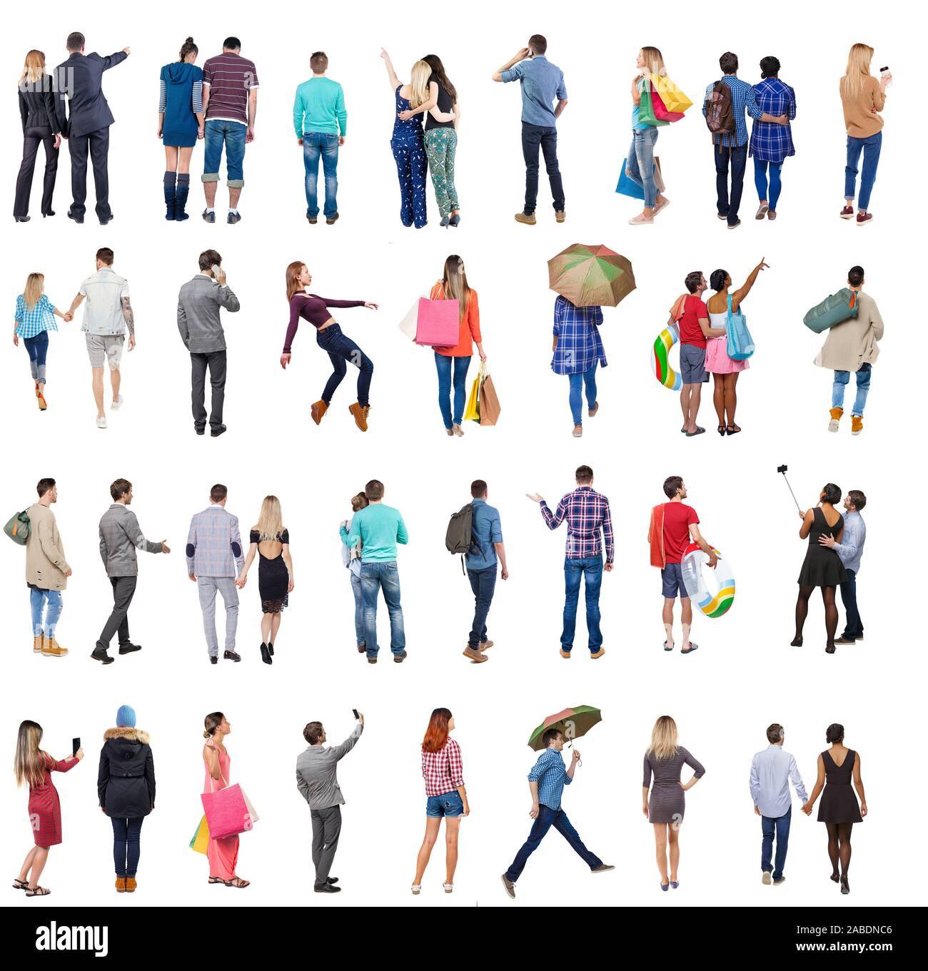 Collection " Back view people ". Rear view people set. backside view of ...
