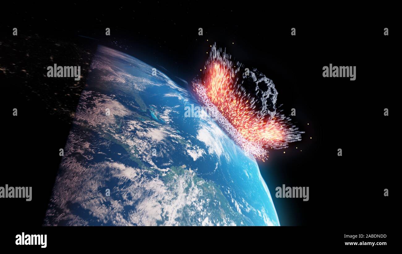 3d rendered illustration of an asteroid impacts earth Stock Photo - Alamy
