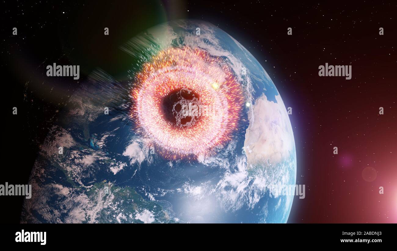 3d rendered illustration of an asteroid impacts earth Stock Photo - Alamy