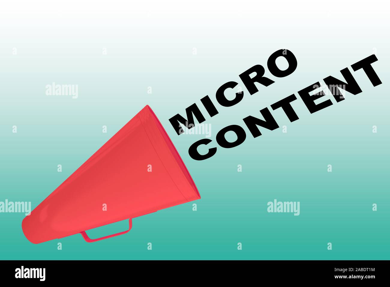 3D illustration of MICRO CONTENT title flowing from a loudspeaker Stock ...