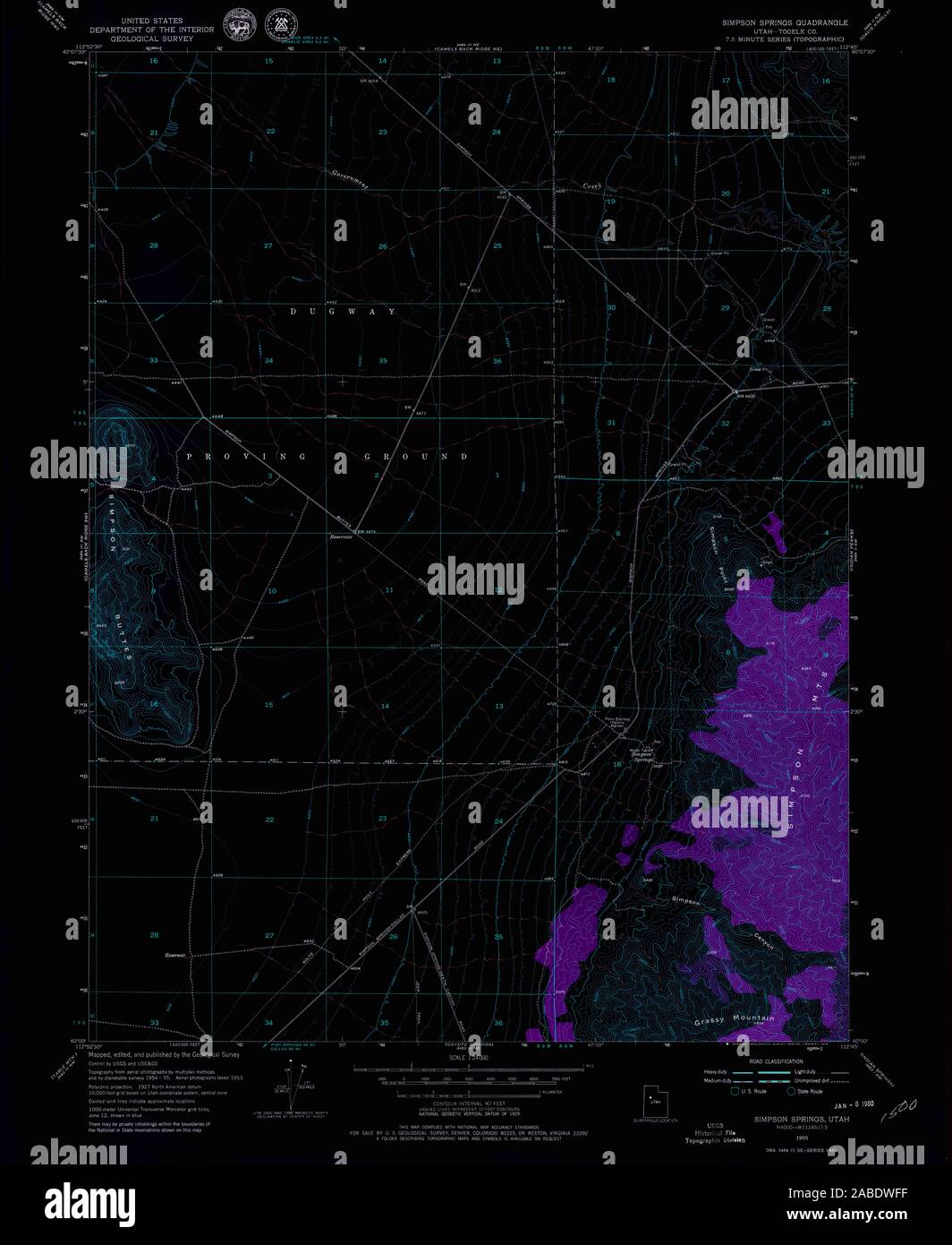 UT Simpson Springs 251874 1955 24000 Inverted Restoration Stock Photo ...