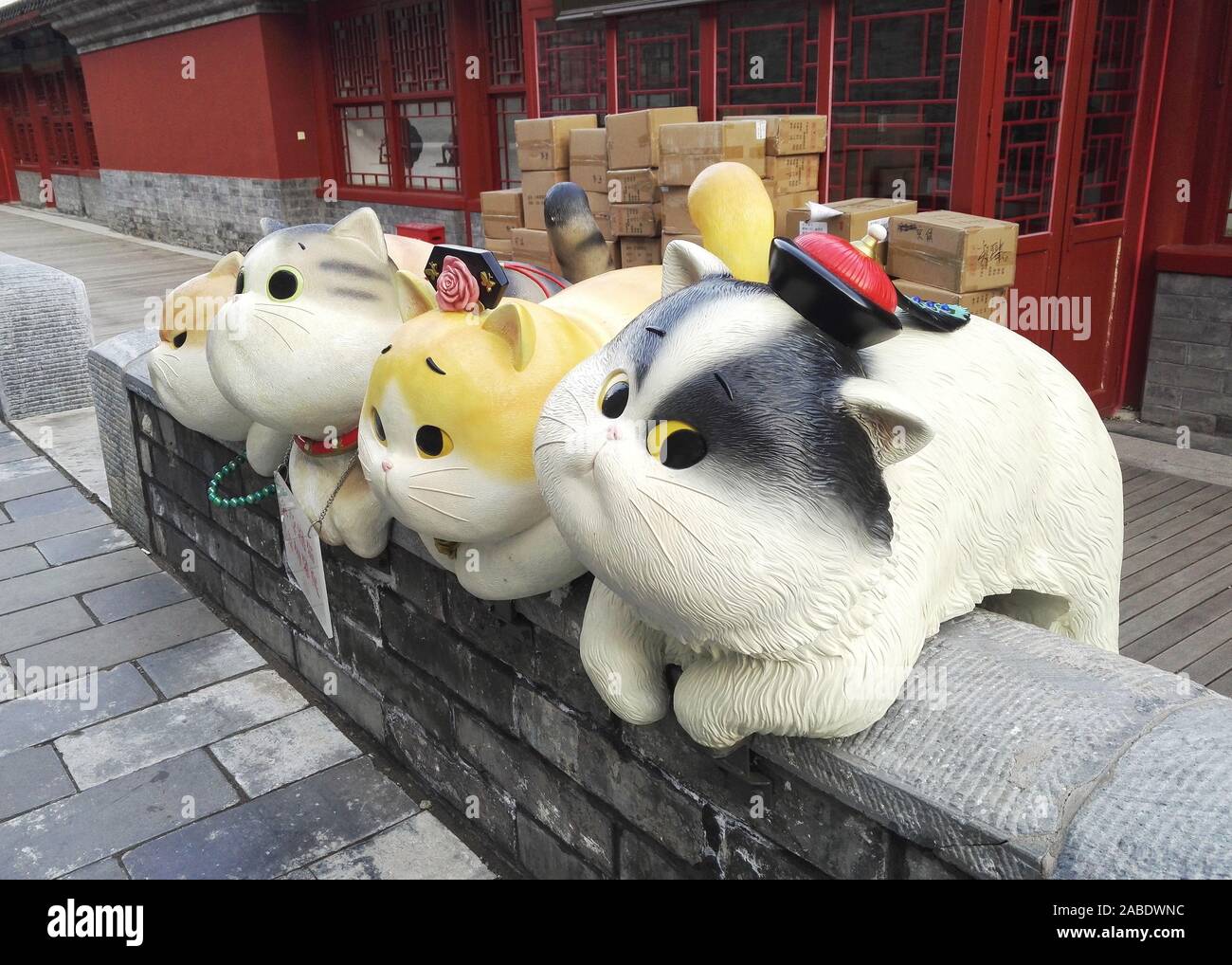 Cute giant cats were put at the Shenwu Gate of the Forbidden City in ...