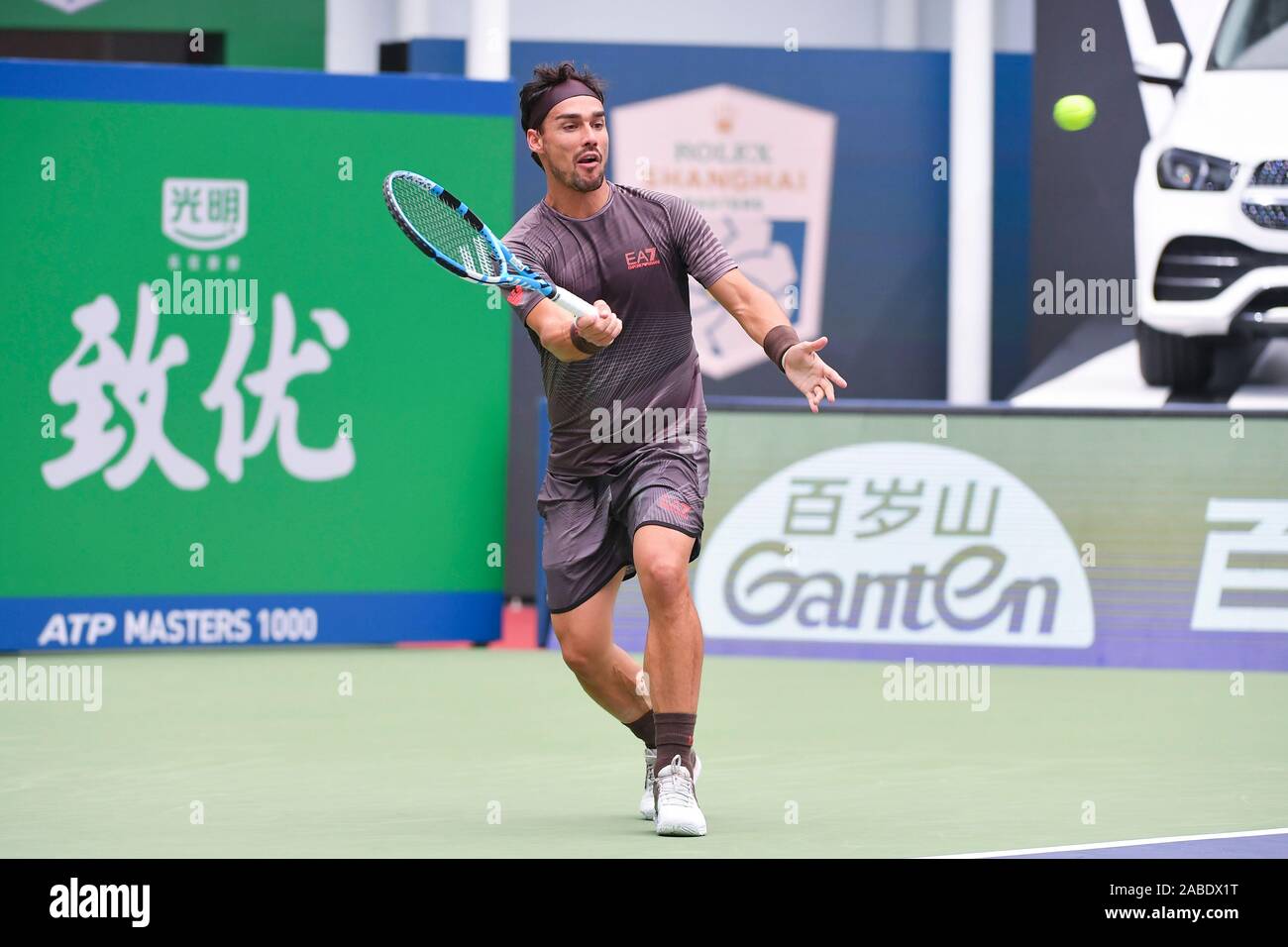 Italian professional tennis player Fabio Fognini competes against ...