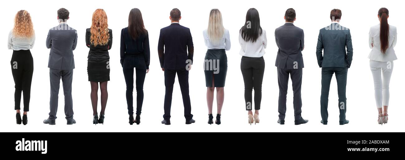 rear view. business team looking forward. isolated on white Stock Photo ...