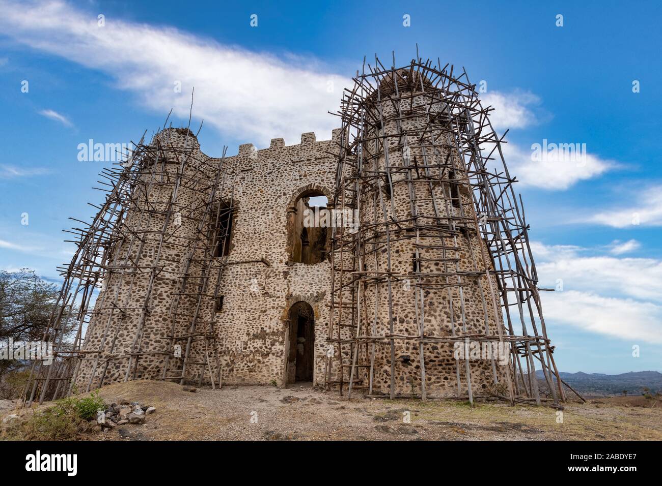 ruins of Guzara royal palace on strategic hill in Gondar district ...