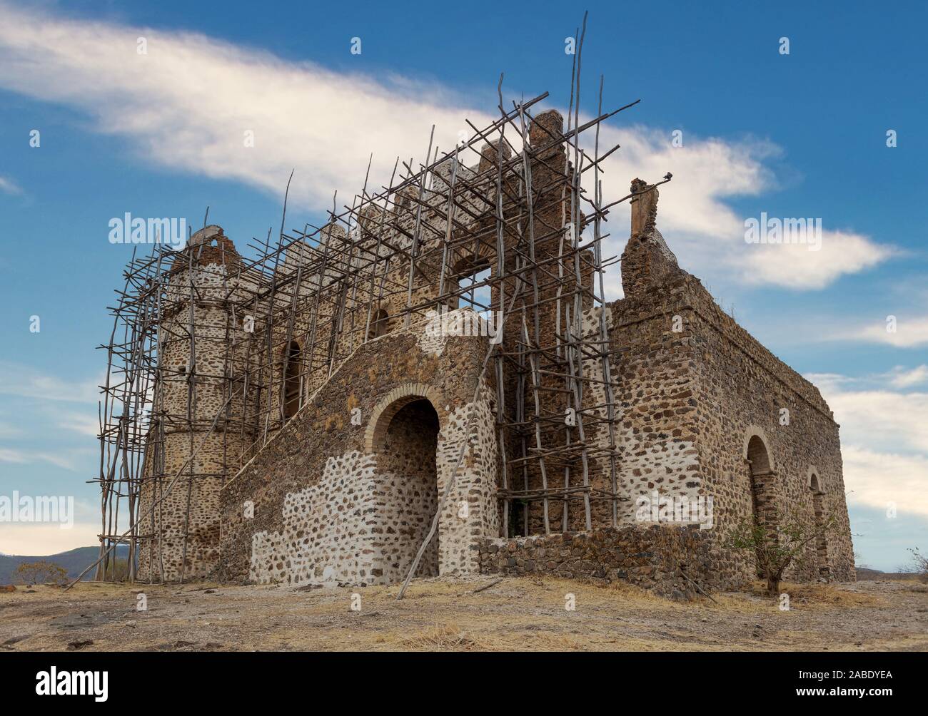 ruins of Guzara royal palace on strategic hill in Gondar district ...
