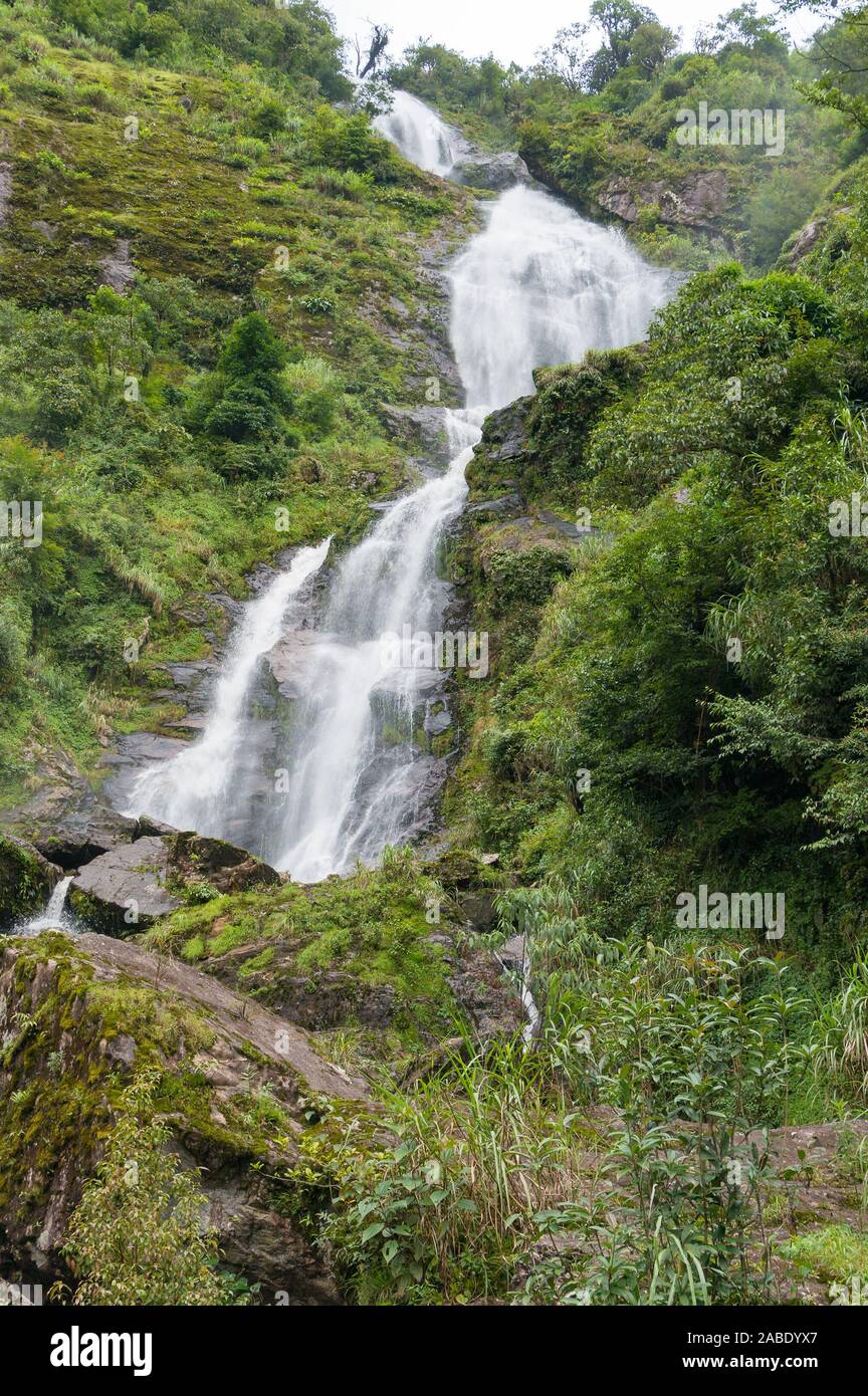 Spectacular waterfall, cascade in tropical forest. Silver waterfall ...
