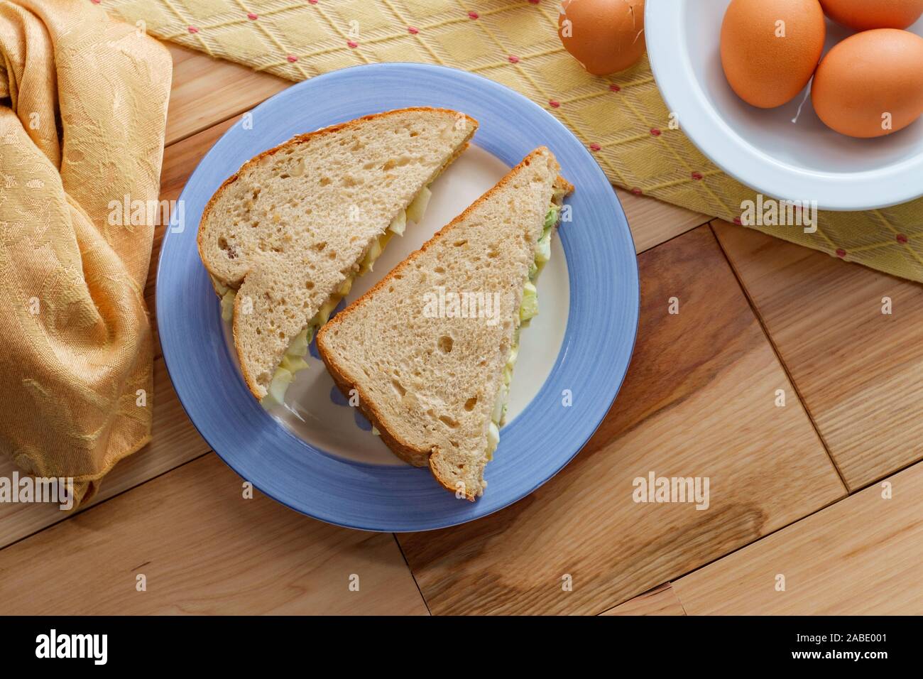American egg salad mayonnaise sandwich on triangle sliced multigrain ...