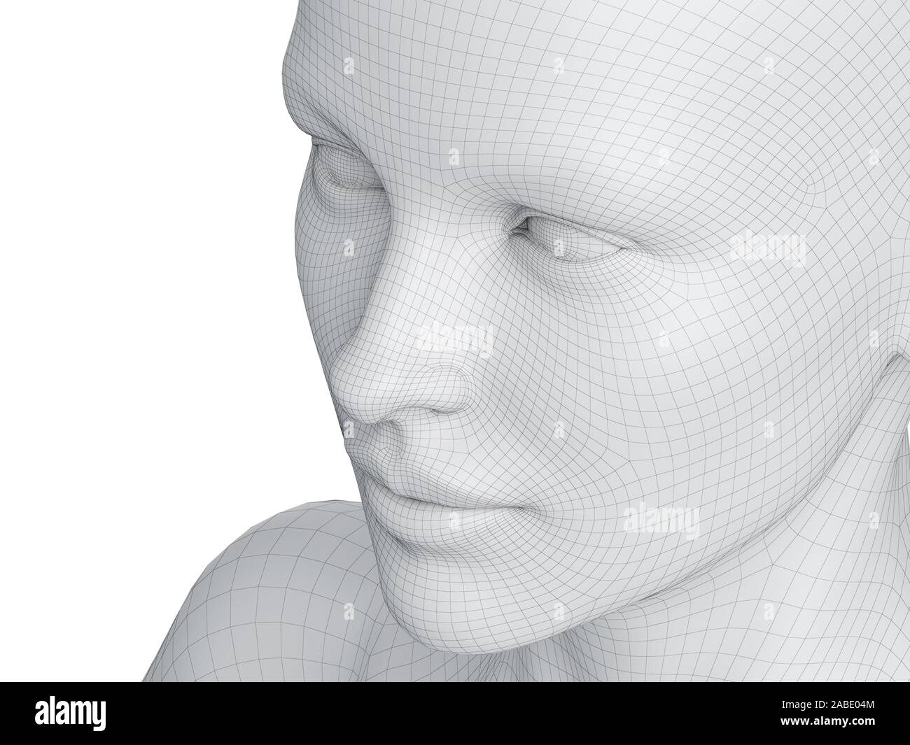3d rendered medically accurate illustration of a female wireframe face ...