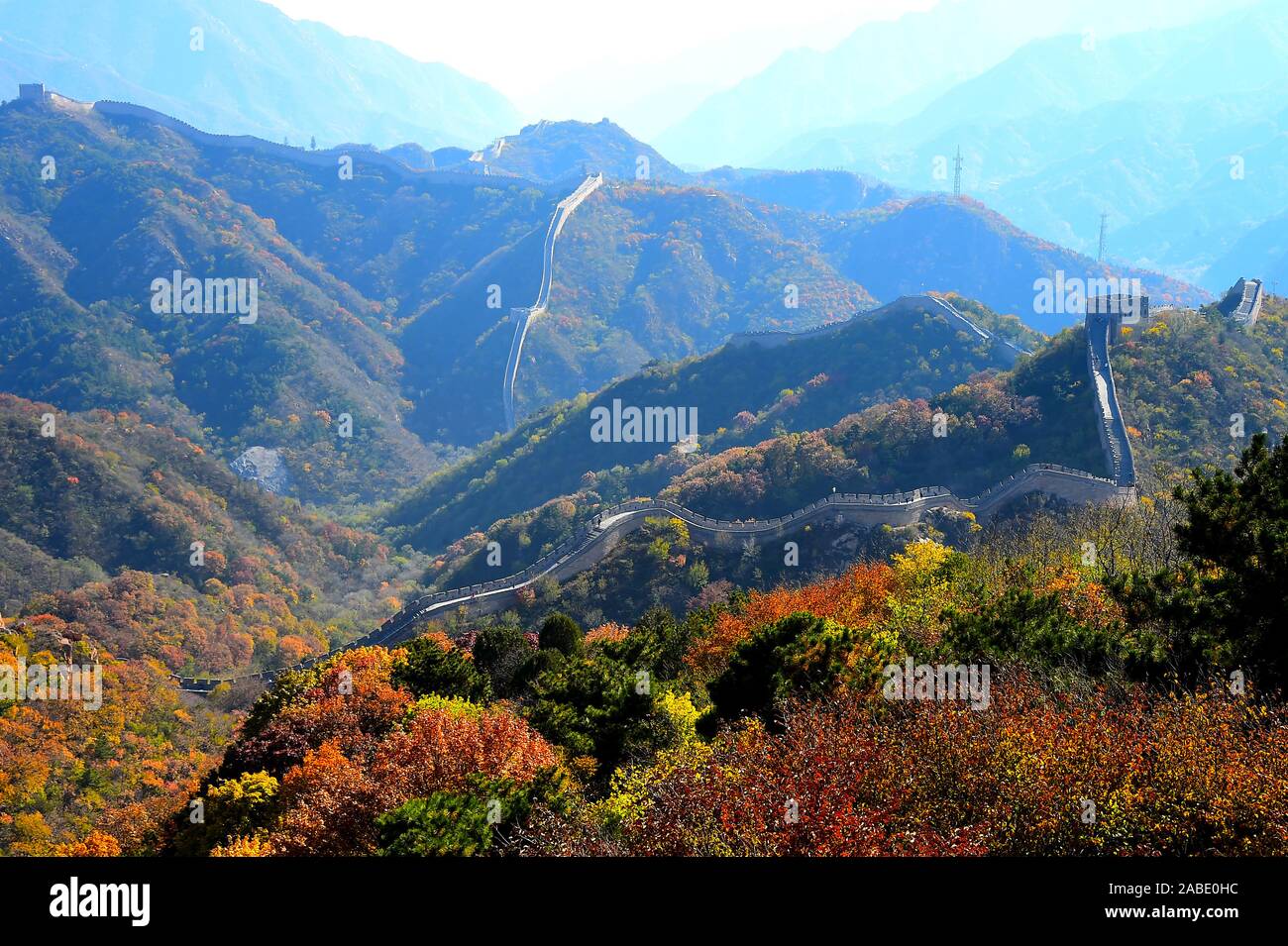 An aerial view of the Badaling Great Wall, the site of the most visited ...