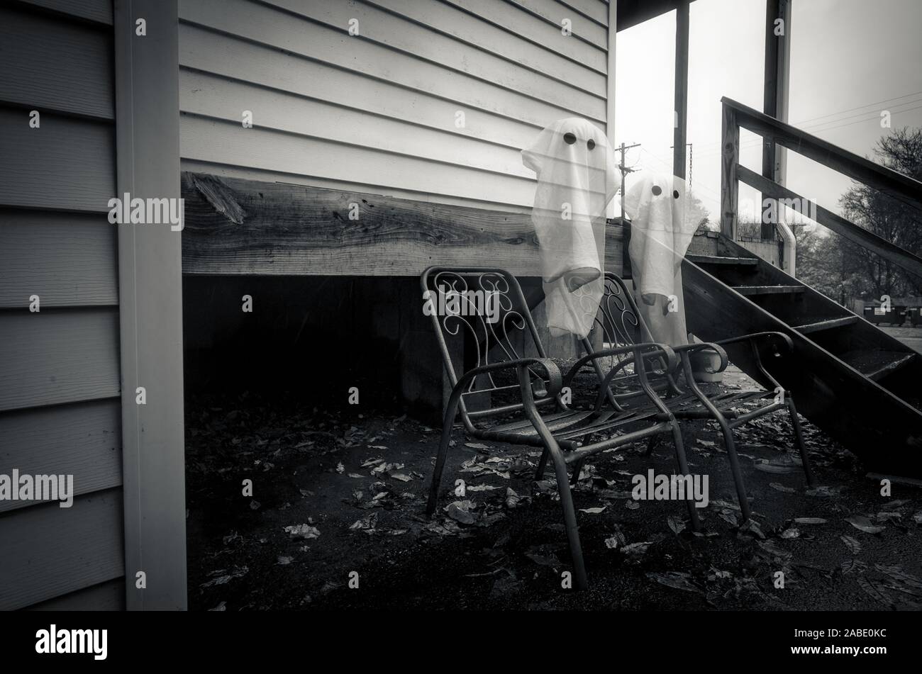 Spooky Halloween ghost spirits floating in the air Stock Photo - Alamy