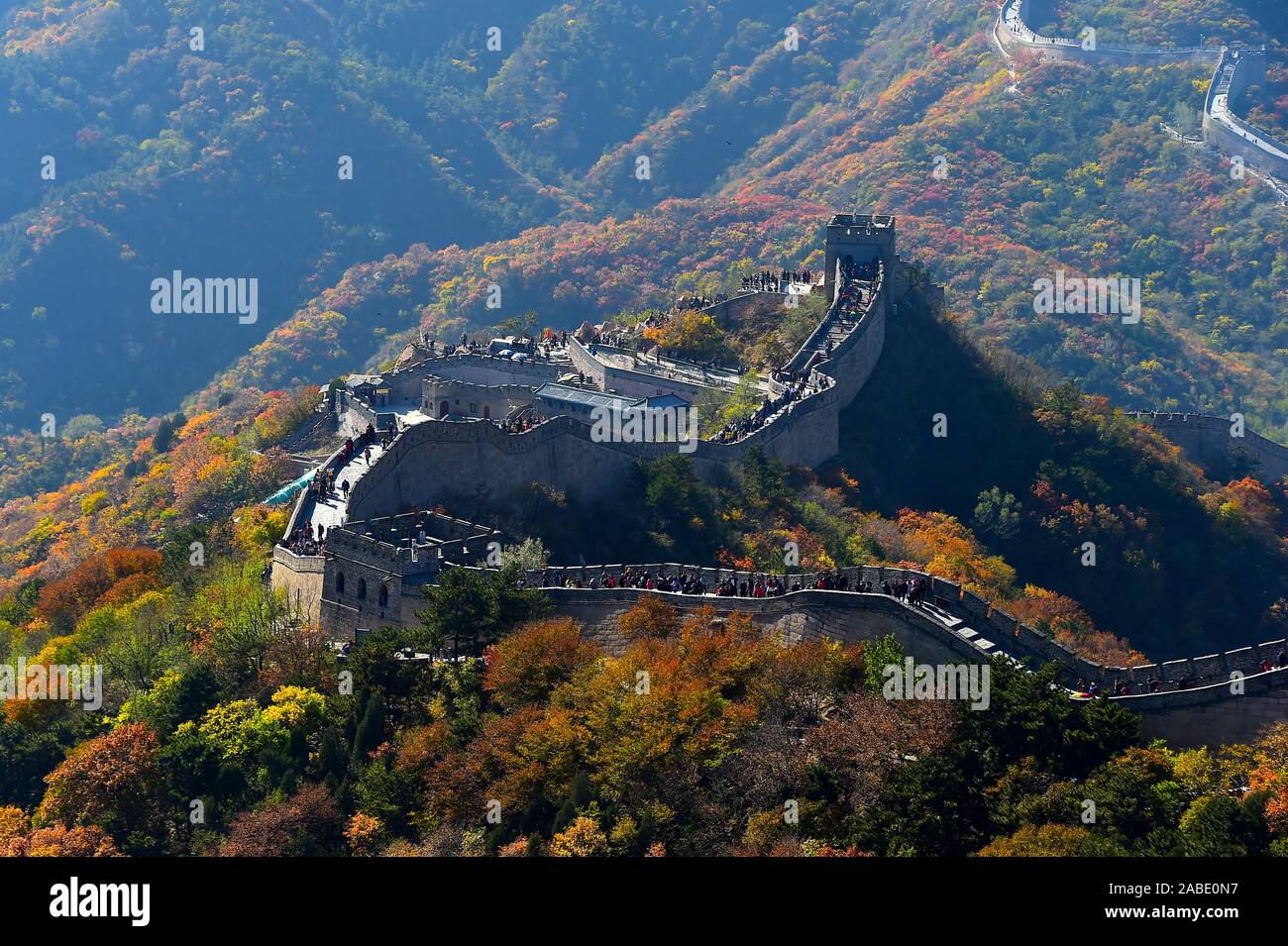 An aerial view of the Badaling Great Wall, the site of the most visited ...