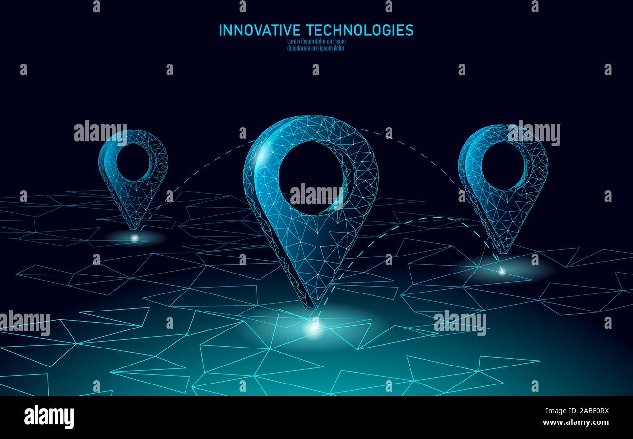 3D map point location business symbol. Realistic icon polygonal ...