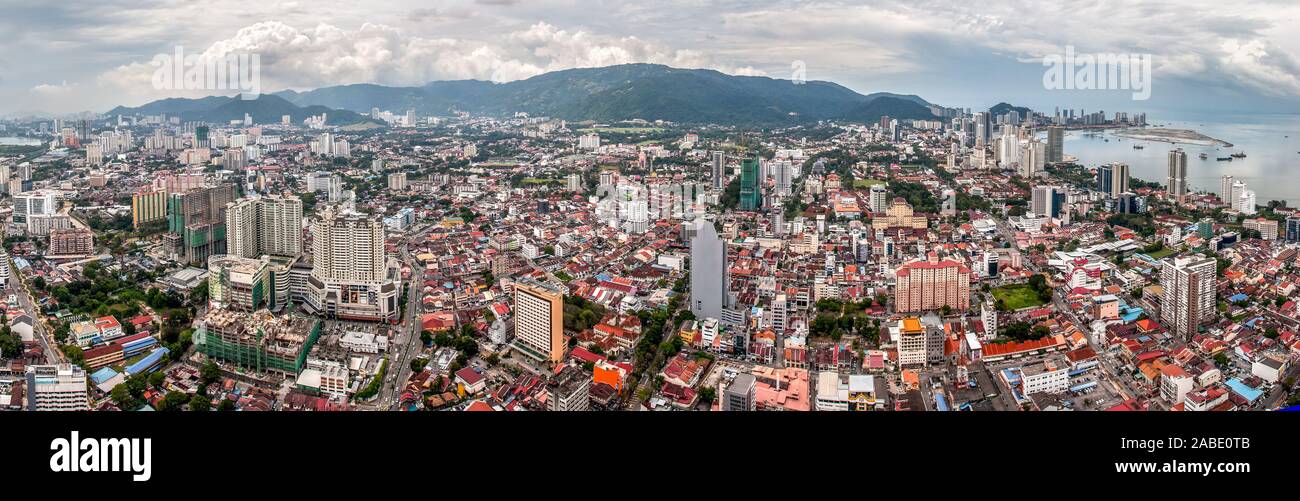 Panoramic view of Georgetown city on Penang island in Malaysia from a ...