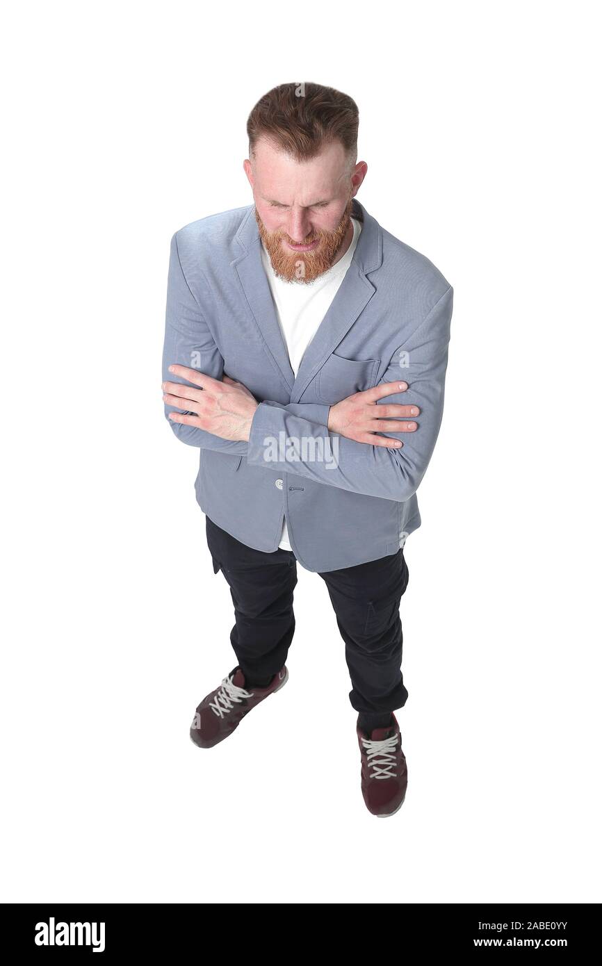 top view. smiling business man looking at the camera Stock Photo - Alamy