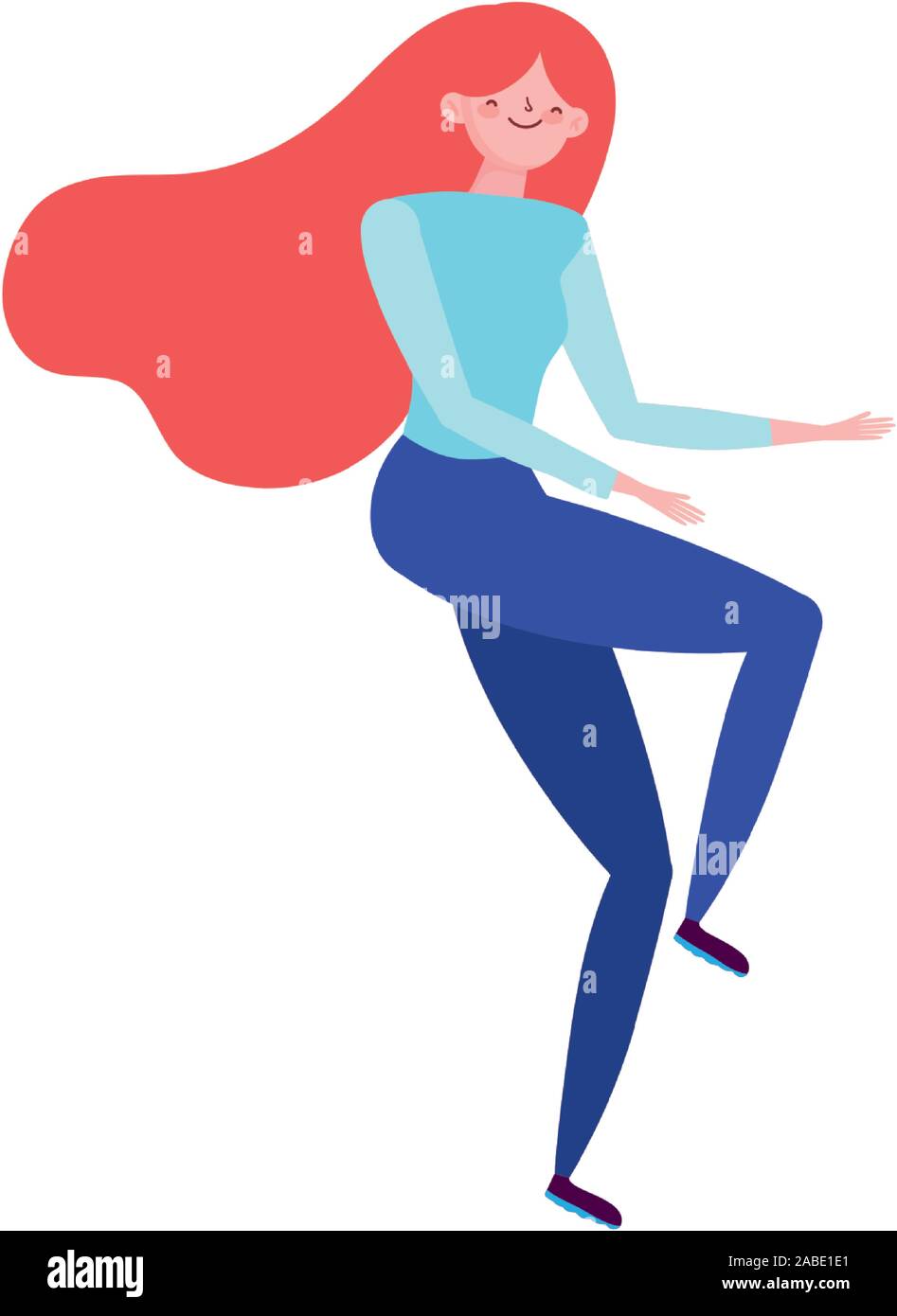 young woman cartoon character standing white background vector ...