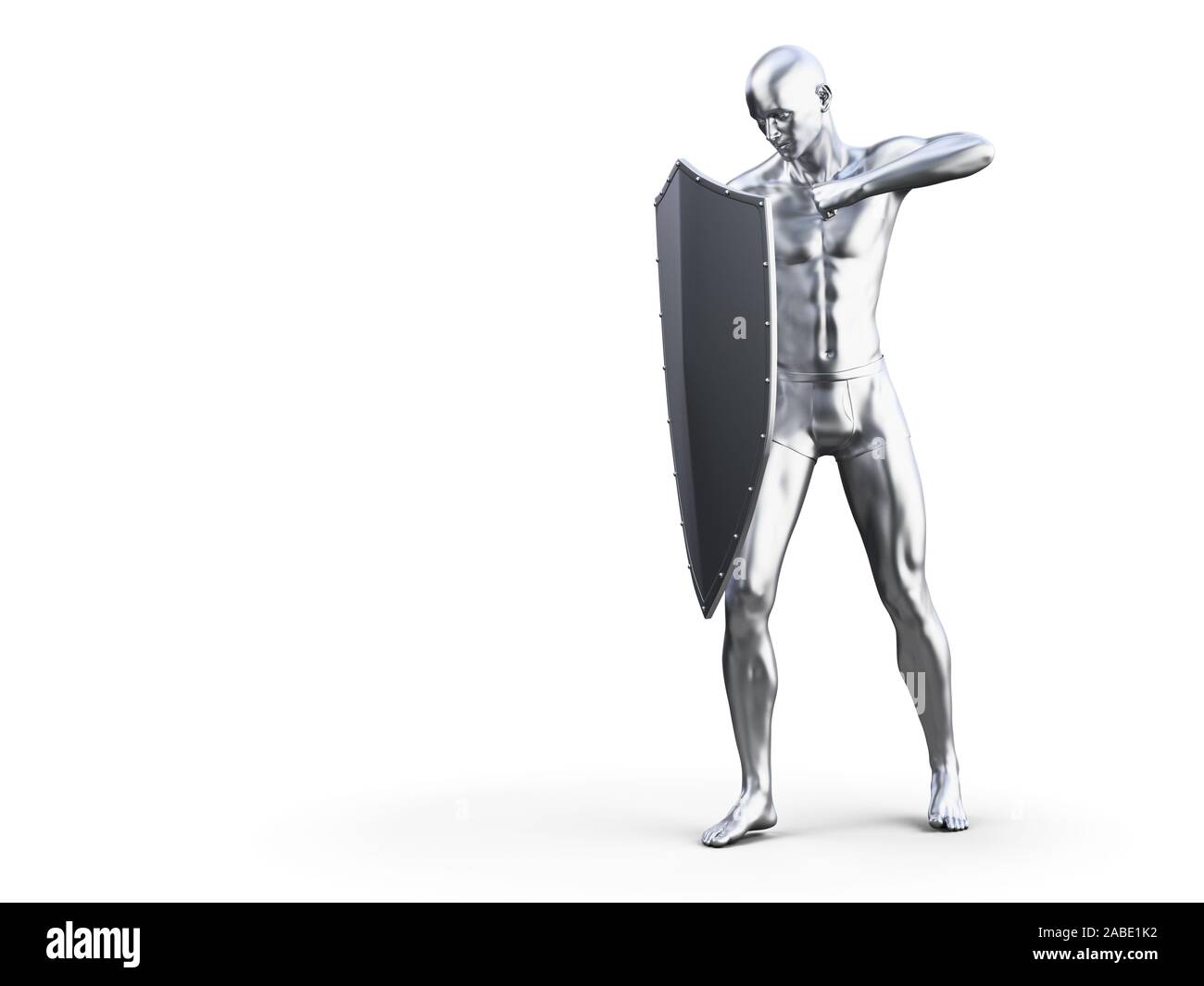 3d rendered illustration of a metal man in defensive pose Stock Photo ...