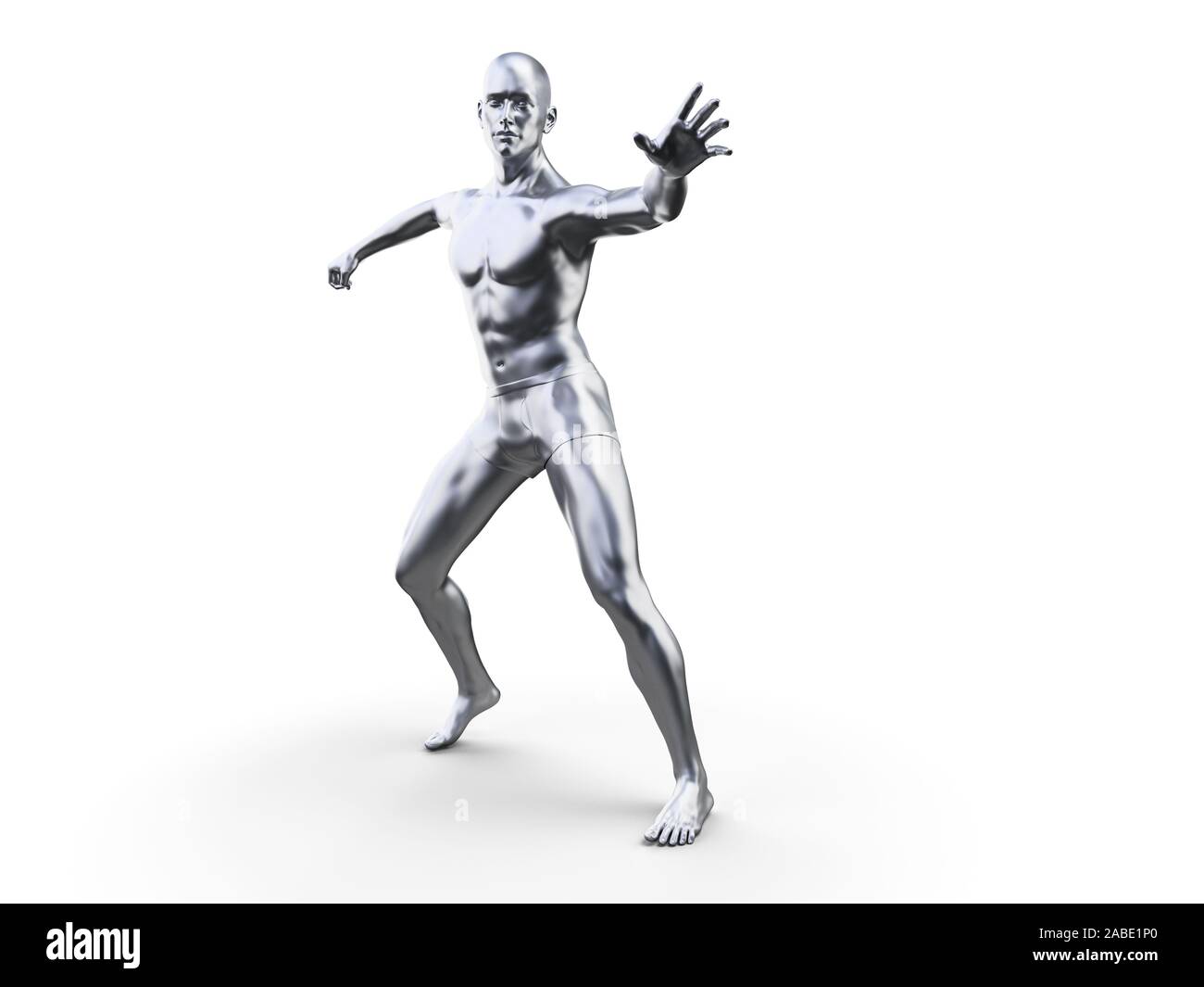 3d rendered illustration of a metal man in defensive pose Stock Photo ...