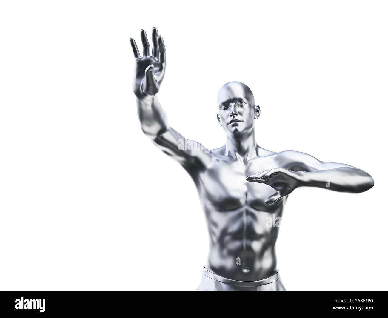 3d rendered illustration of a metal man in defensive pose Stock Photo ...