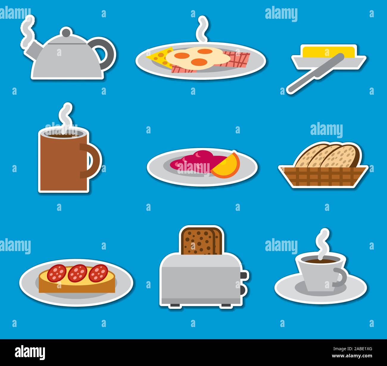 set of breakfast stickers, badges and labels Stock Vector Image & Art ...