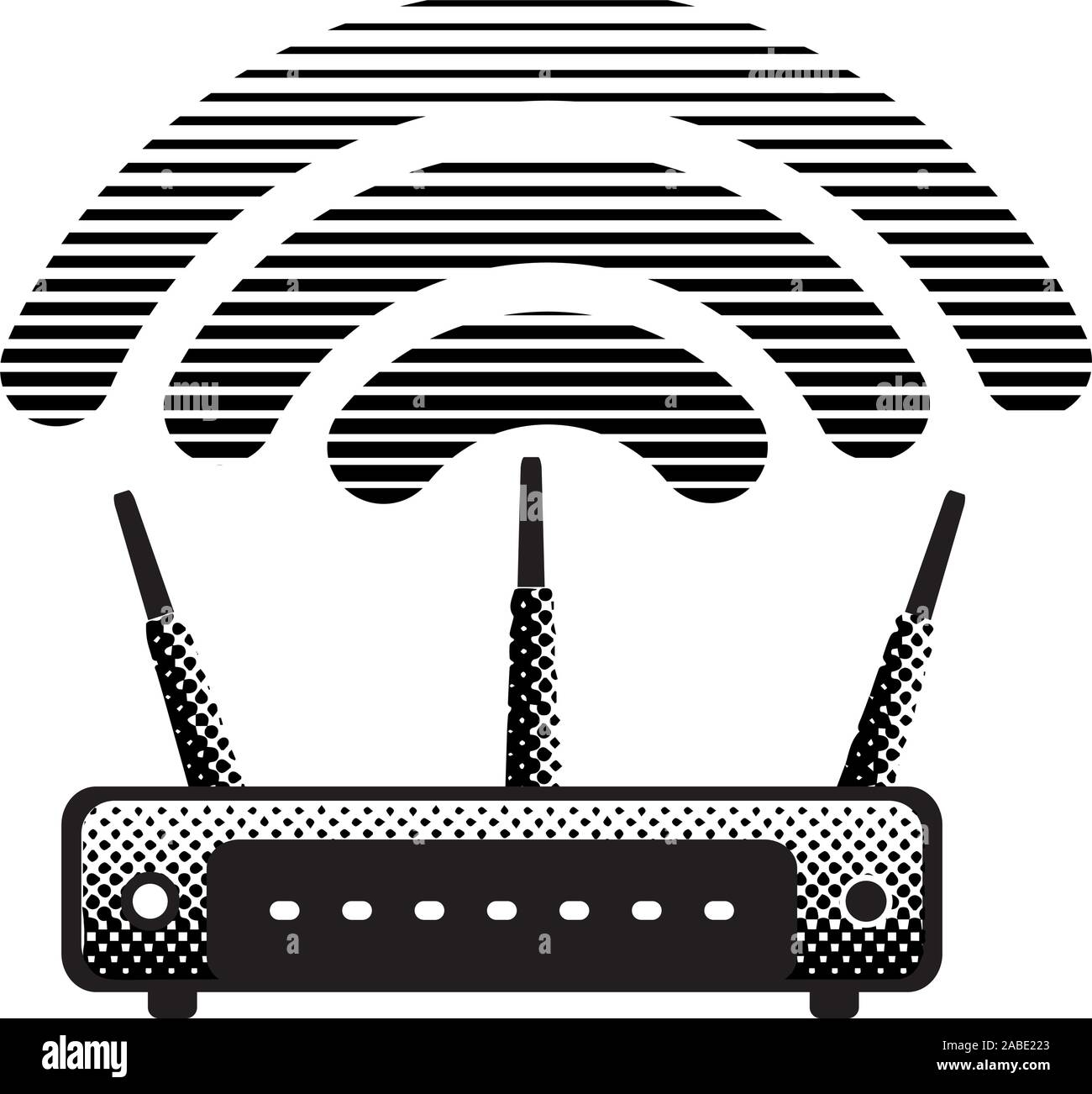 black and white illustration of wireless router and modem Stock Vector ...