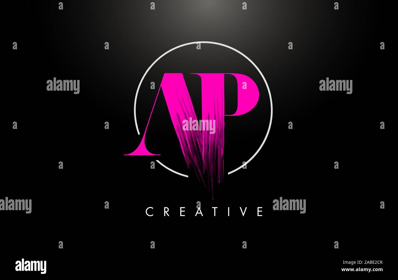 Pink AP Brush Stroke Letter Logo Design. Pink Paint Logo Leters Icon ...