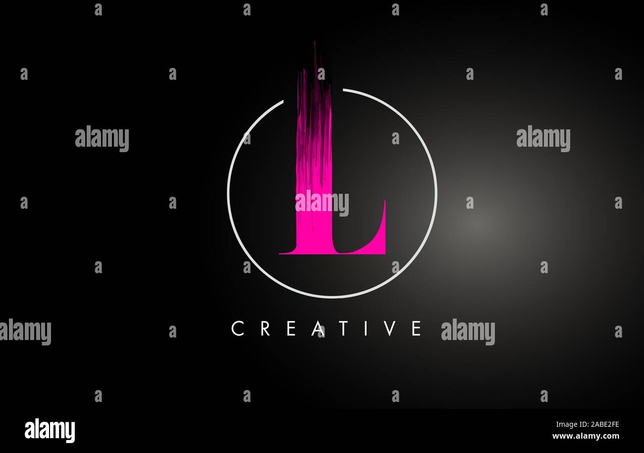 Pink L Brush Stroke Letter Logo Design. Pink Paint Logo Leters Icon ...