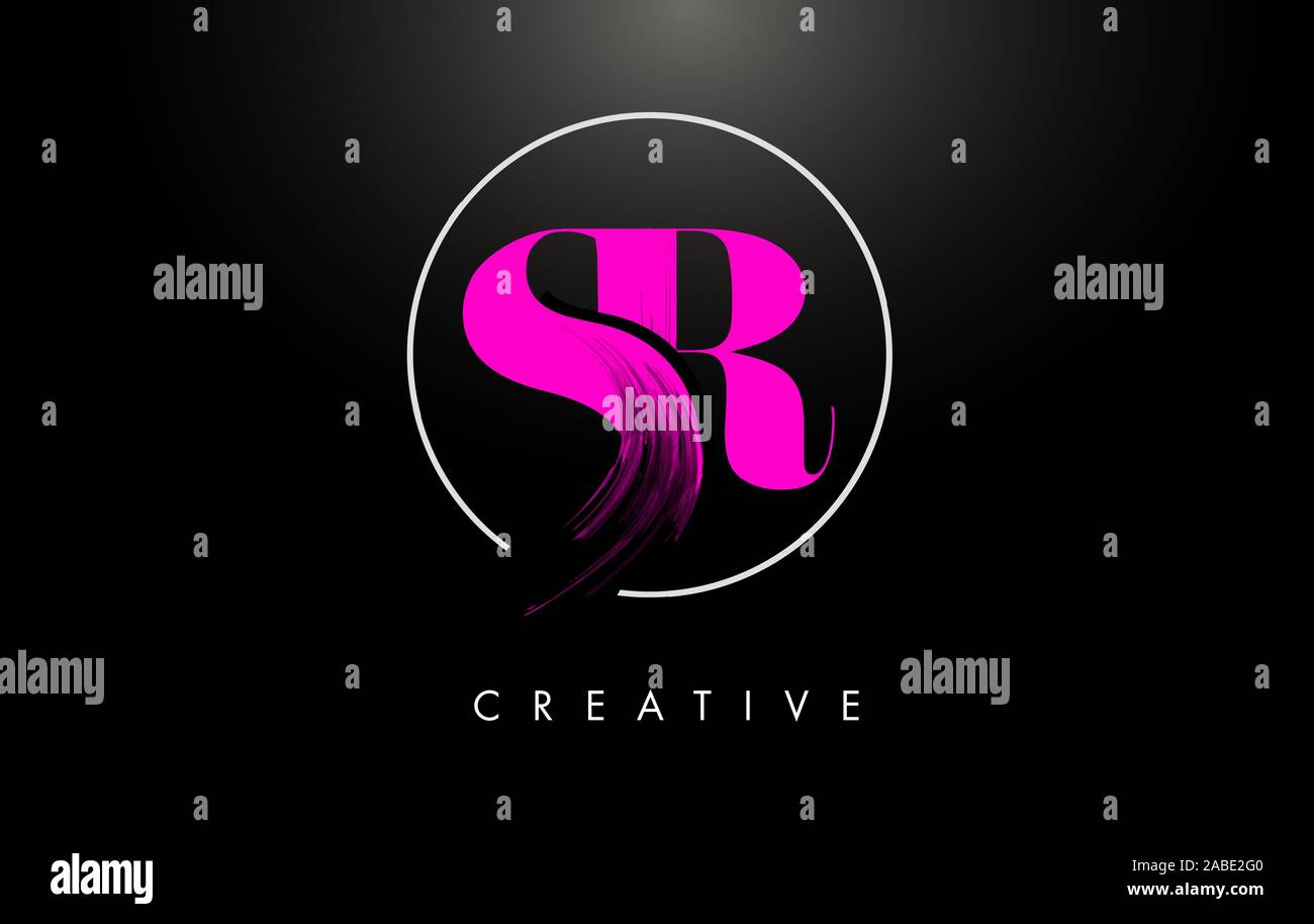 Pink SR Brush Stroke Letter Logo Design. Pink Paint Logo Leters Icon ...