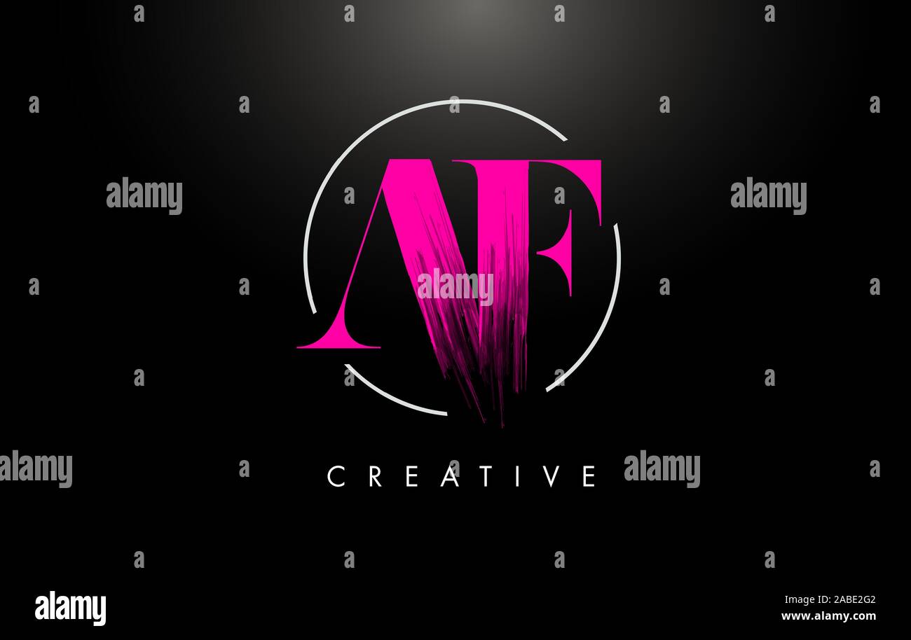 Pink AF Brush Stroke Letter Logo Design. Pink Paint Logo Leters Icon ...