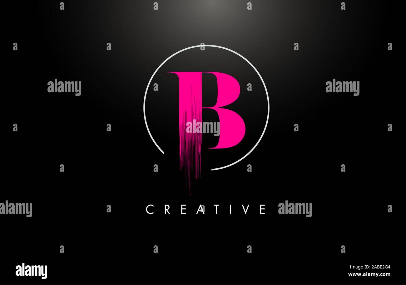 Pink B Brush Stroke Letter Logo Design. Pink Paint Logo Leters Icon ...