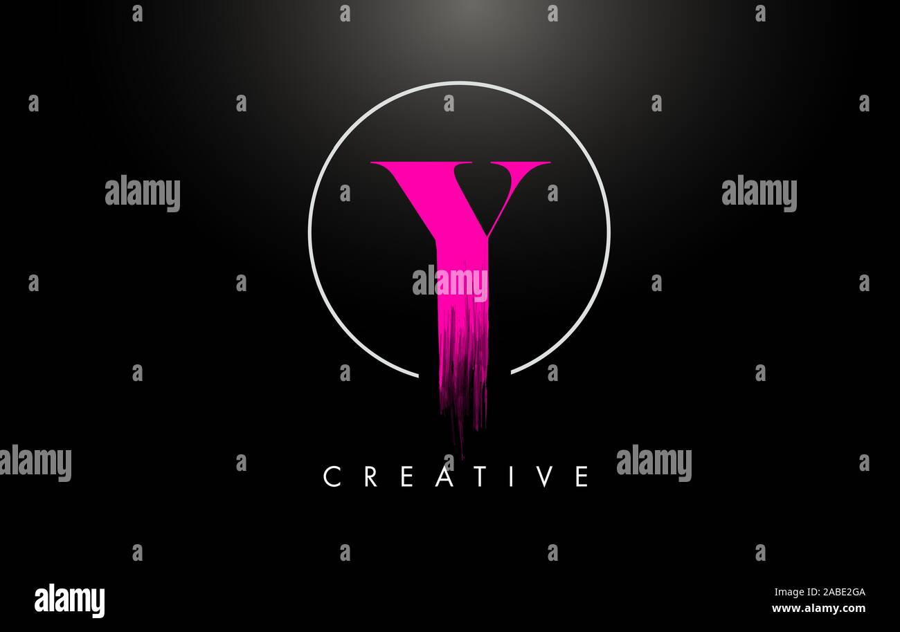 Pink Y Brush Stroke Letter Logo Design. Pink Paint Logo Leters Icon ...