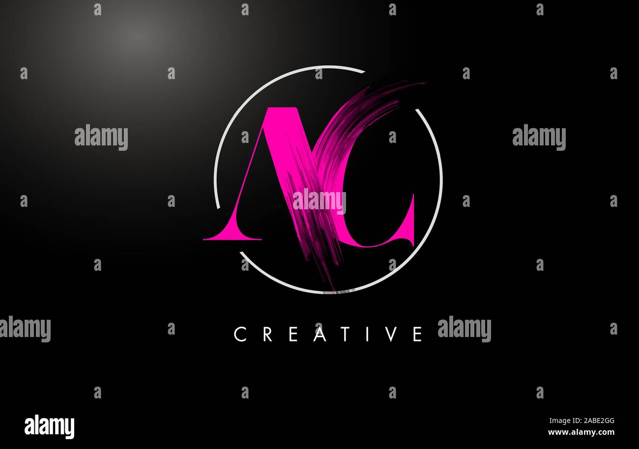 Pink AC Brush Stroke Letter Logo Design. Pink Paint Logo Leters Icon ...