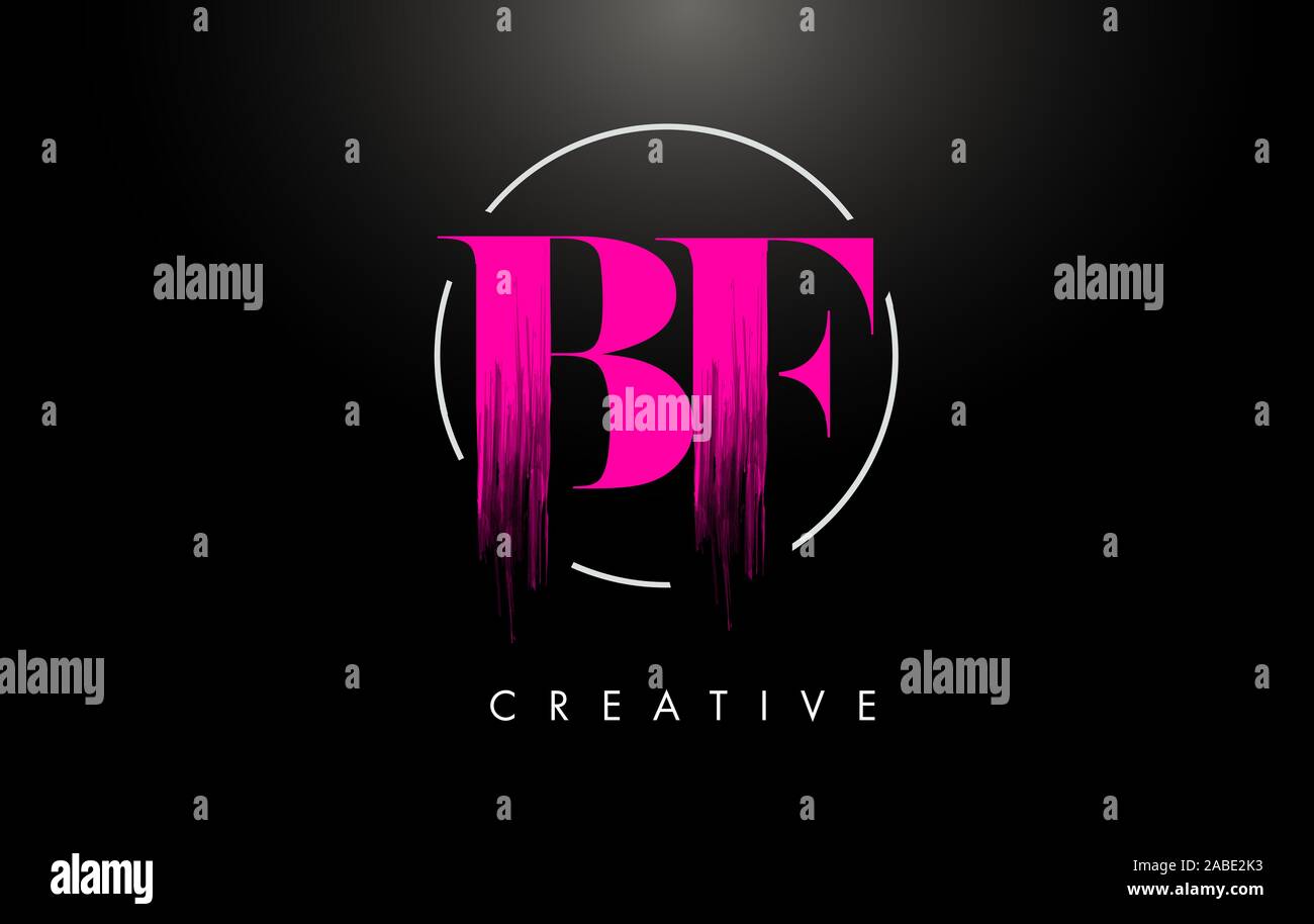 Pink BF Brush Stroke Letter Logo Design. Pink Paint Logo Leters Icon ...