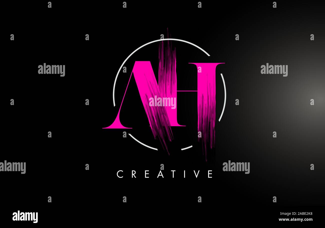 Pink AH Brush Stroke Letter Logo Design. Pink Paint Logo Leters Icon ...