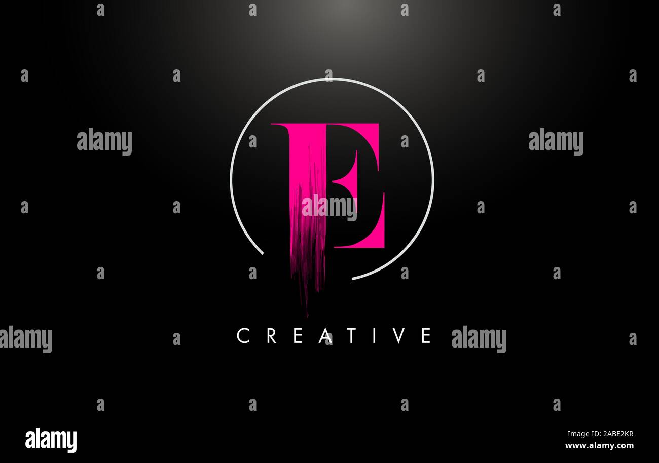 Pink E Brush Stroke Letter Logo Design. Pink Paint Logo Leters Icon ...