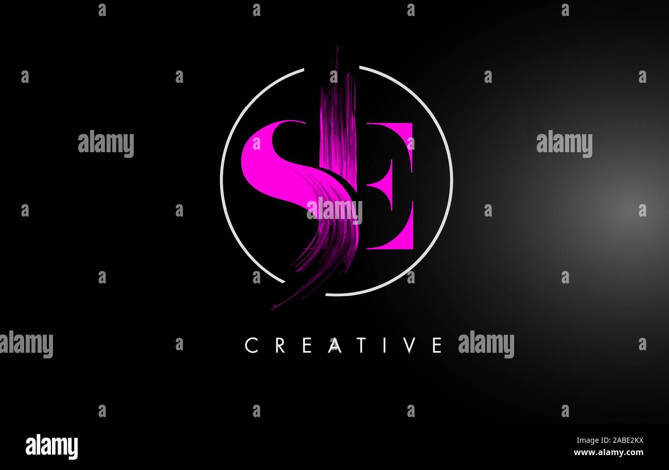 Pink SE Brush Stroke Letter Logo Design. Pink Paint Logo Leters Icon ...