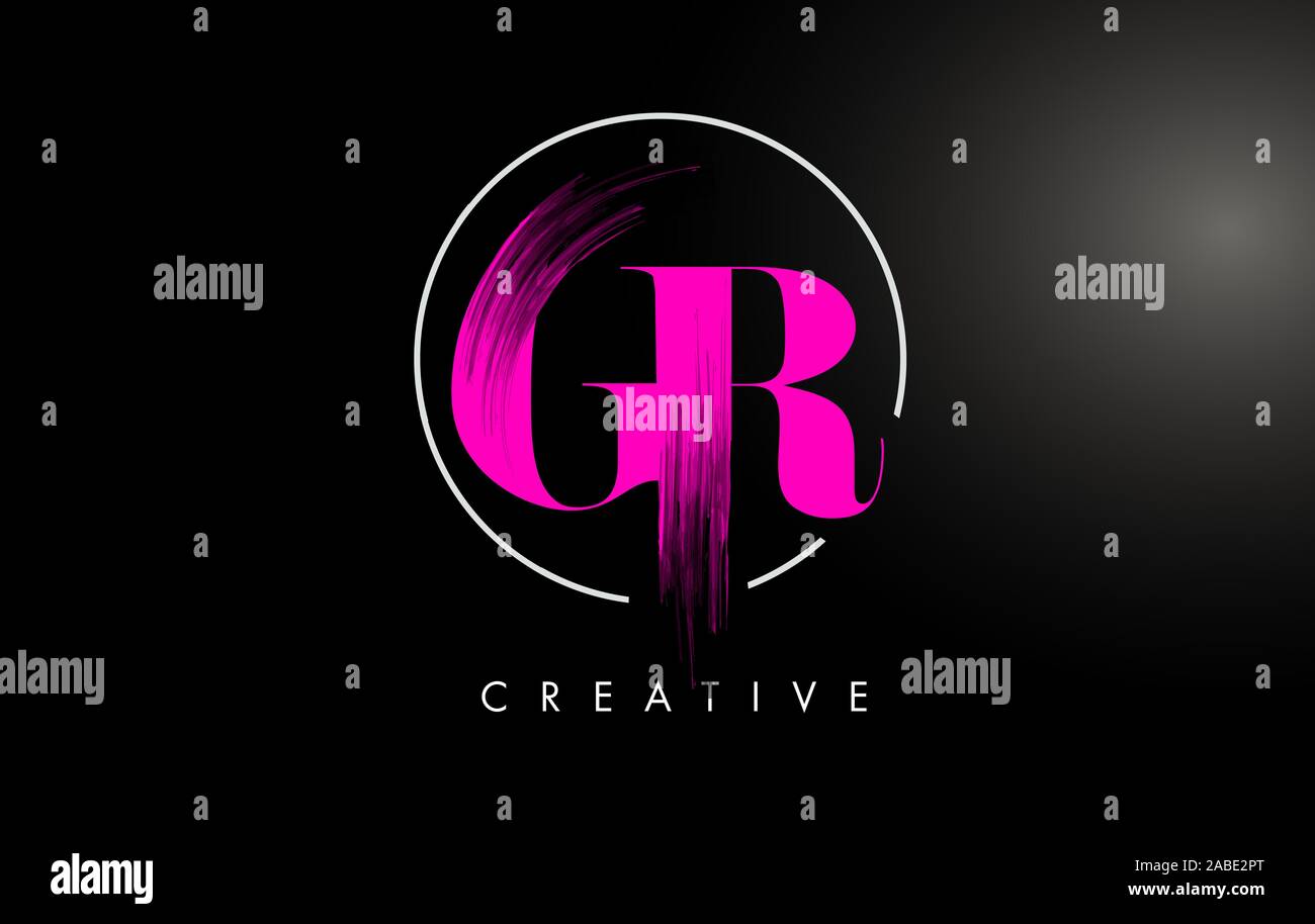 Pink GR Brush Stroke Letter Logo Design. Pink Paint Logo Leters Icon ...