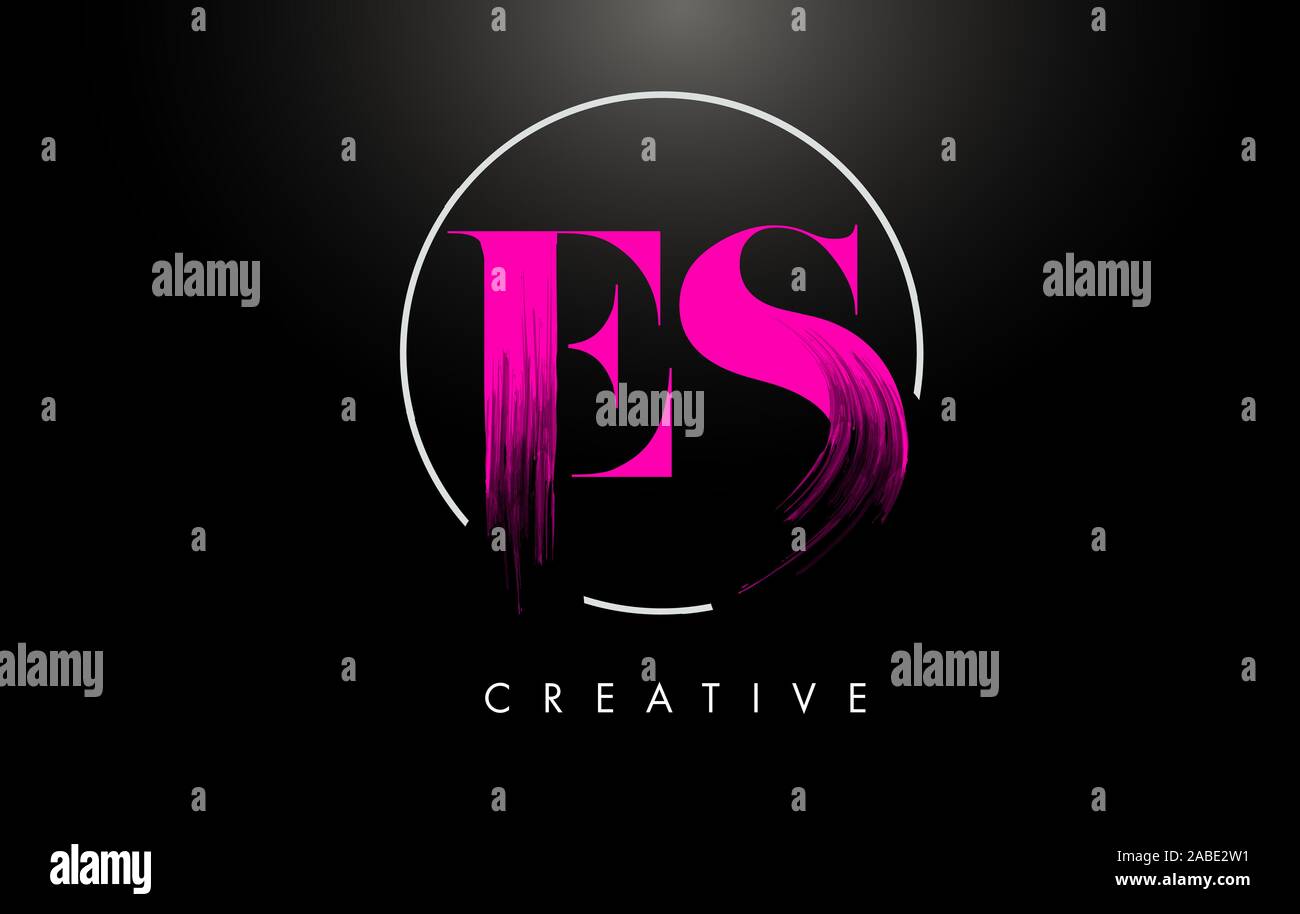 Pink ES Brush Stroke Letter Logo Design. Pink Paint Logo Leters Icon ...