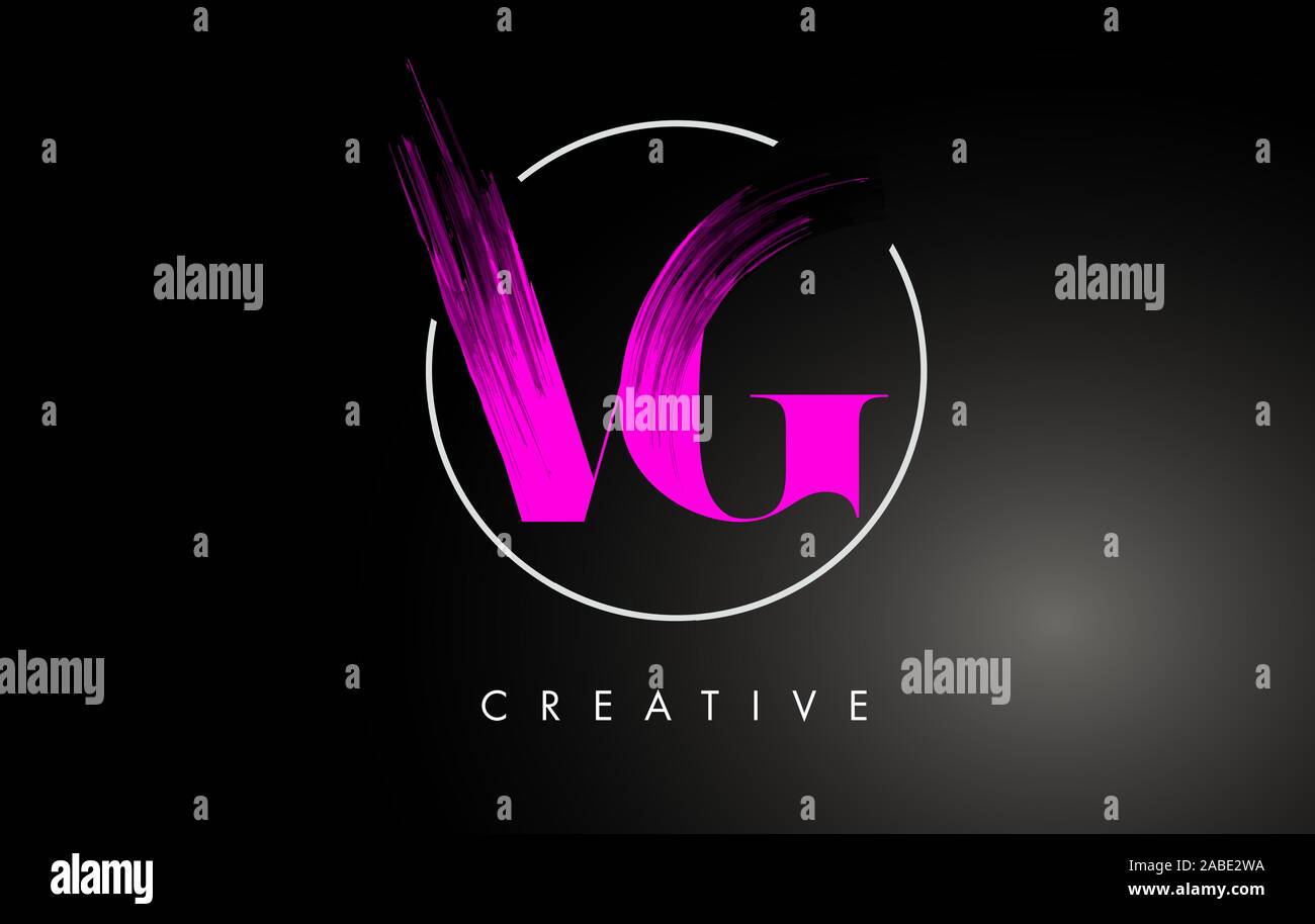 Pink VG Brush Stroke Letter Logo Design. Pink Paint Logo Leters Icon ...