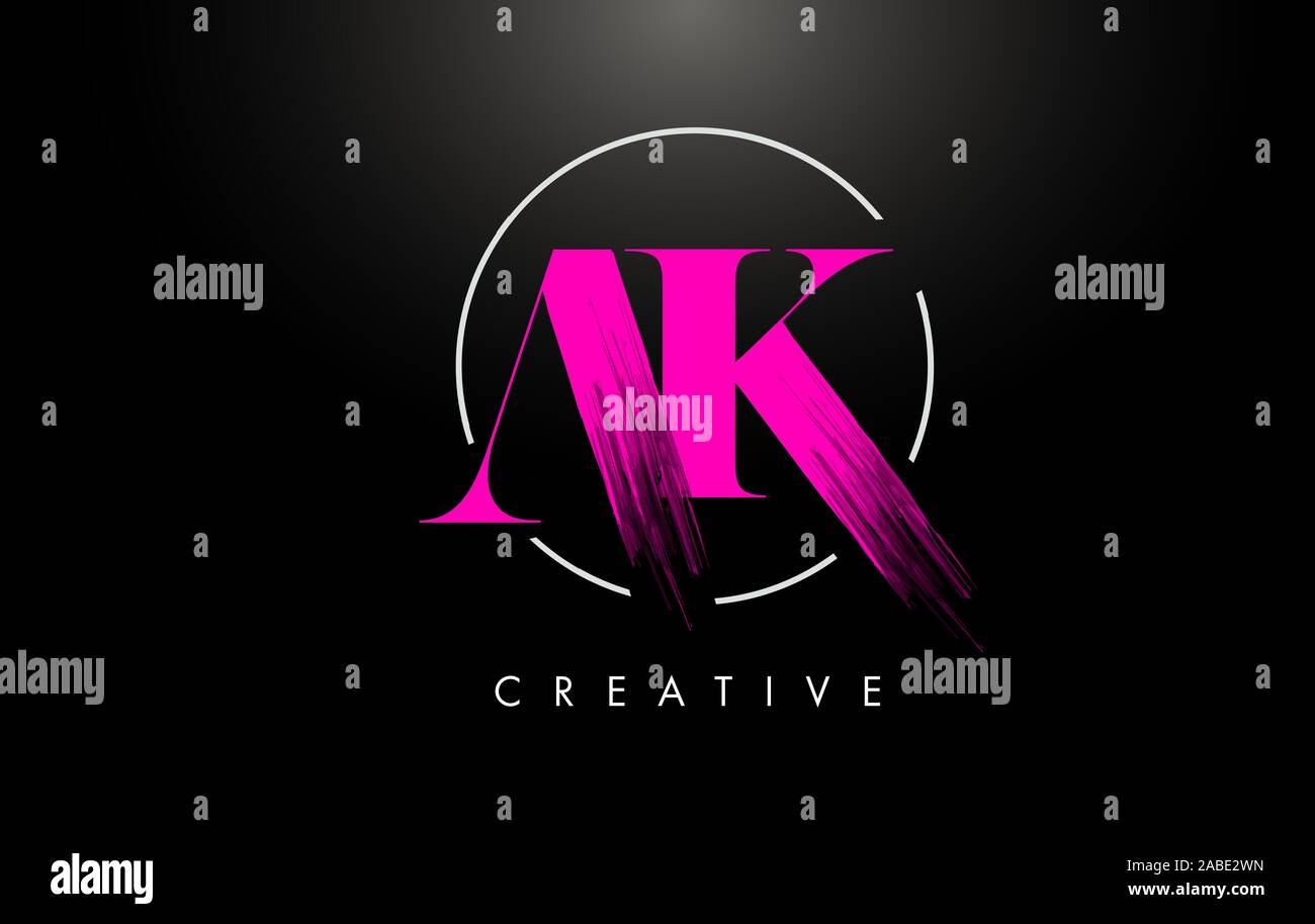 Pink AK Brush Stroke Letter Logo Design. Pink Paint Logo Leters Icon ...