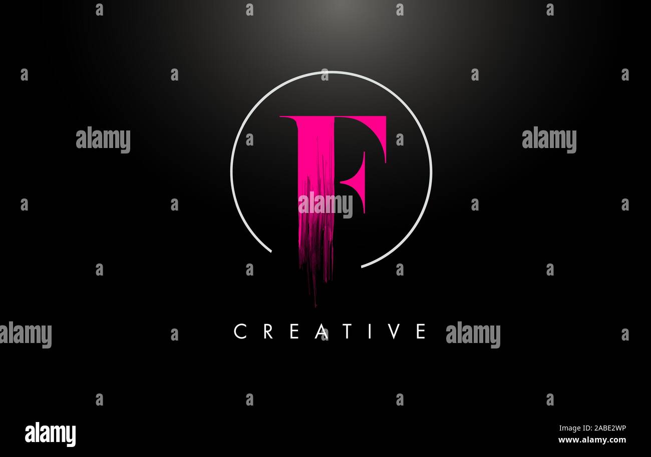 Pink F Brush Stroke Letter Logo Design. Pink Paint Logo Leters Icon ...