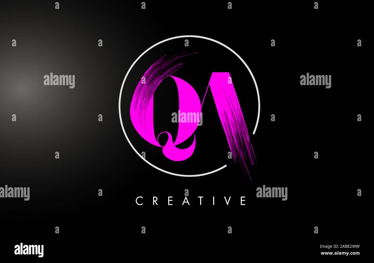 Pink QA Brush Stroke Letter Logo Design. Pink Paint Logo Leters Icon ...