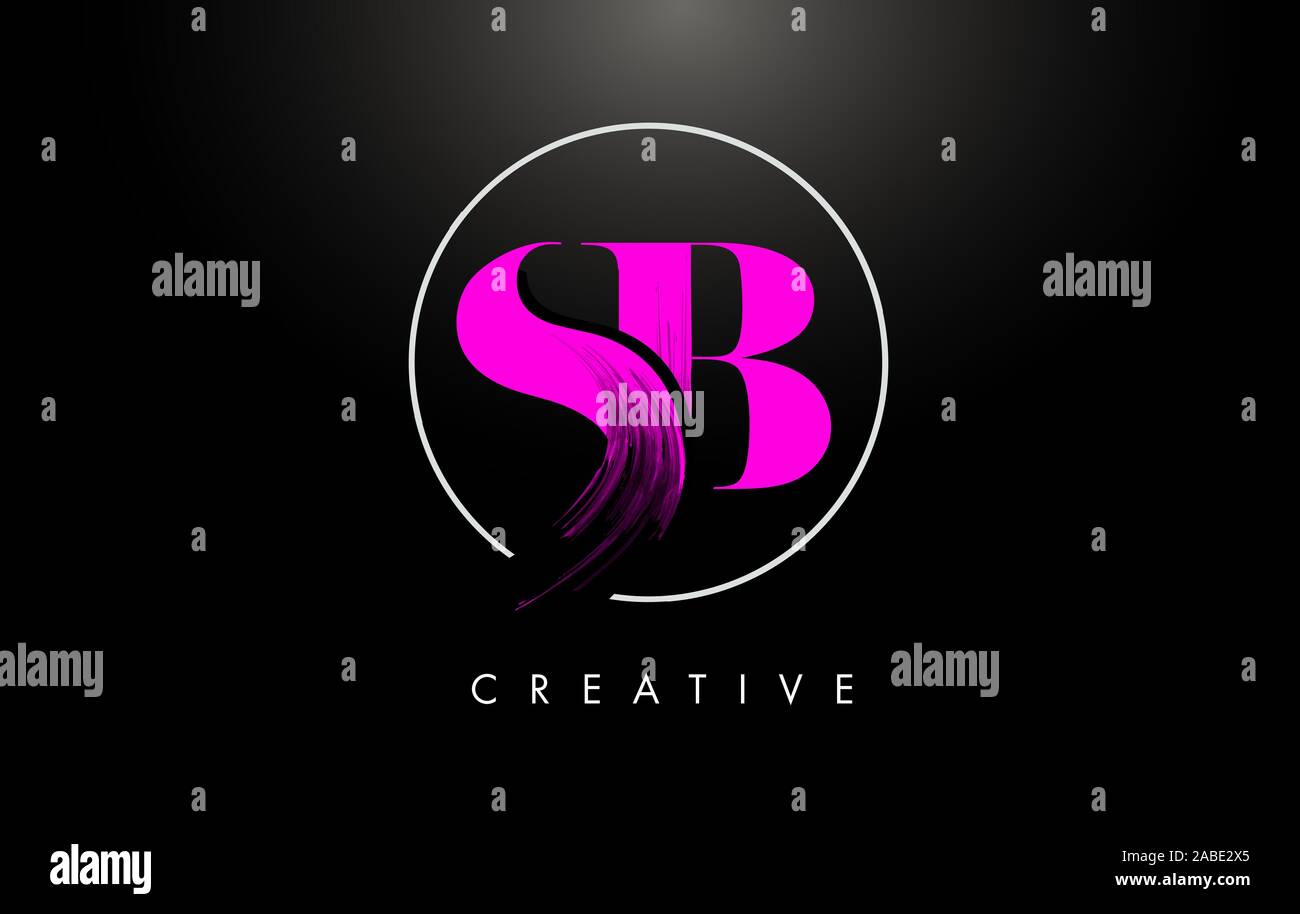 Pink SB Brush Stroke Letter Logo Design. Pink Paint Logo Leters Icon ...