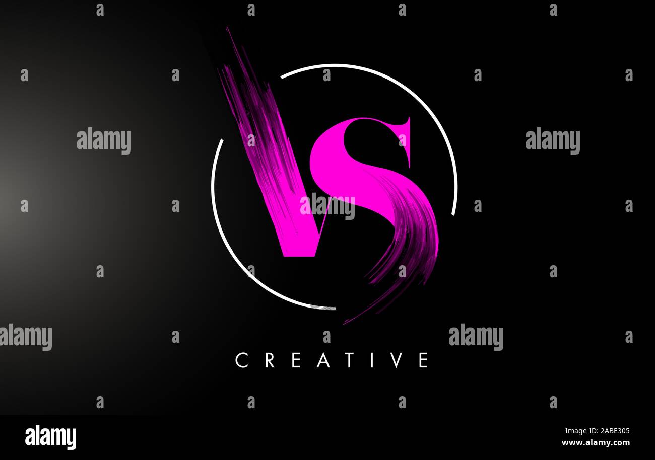 Pink VS Brush Stroke Letter Logo Design. Pink Paint Logo Leters Icon ...
